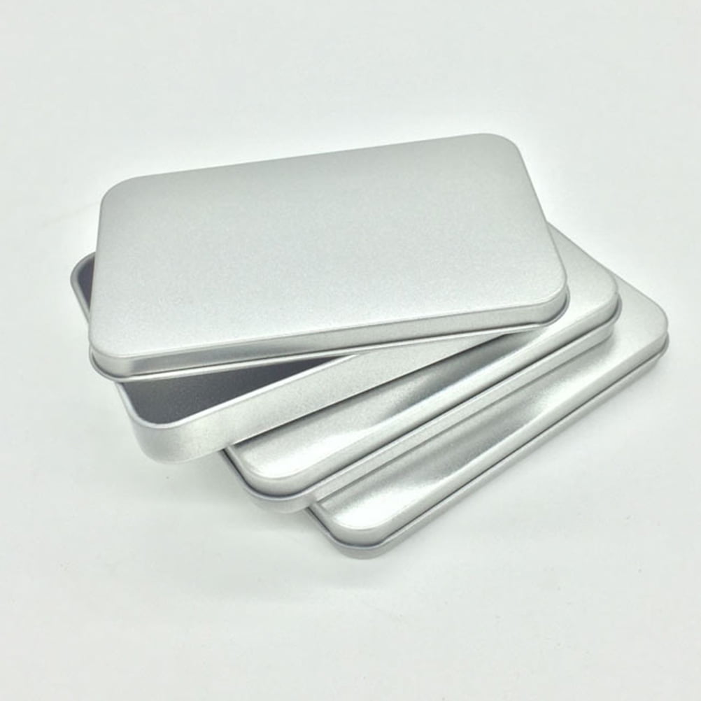 DINHEAROM 4Pcs Rectangular Storage Tin Box With Lids Metal Suitable For ...