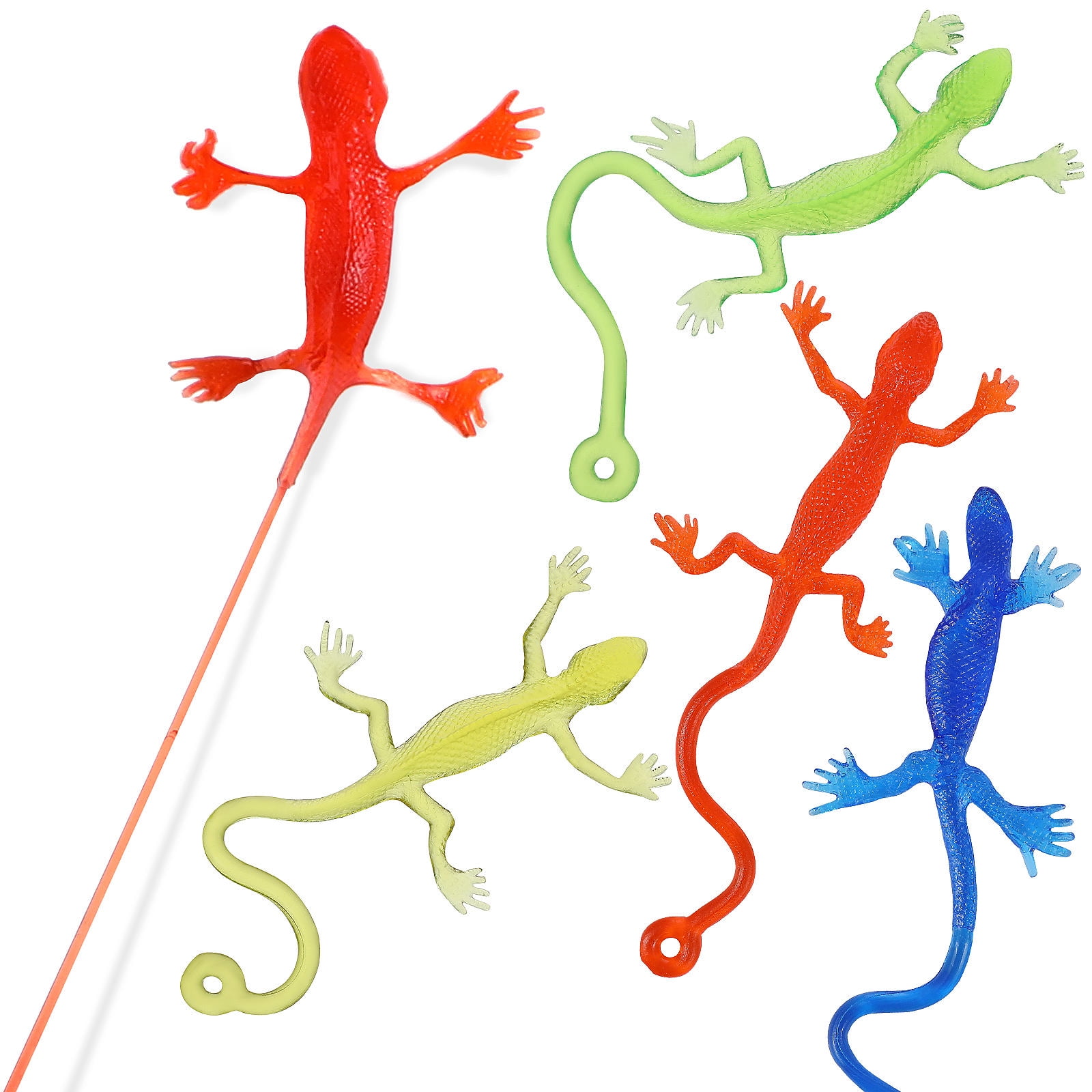 DINHEAROM 5Pcs Sticky Lizards For Kids Party Favor present Filler Everyday Play TPR Made ...