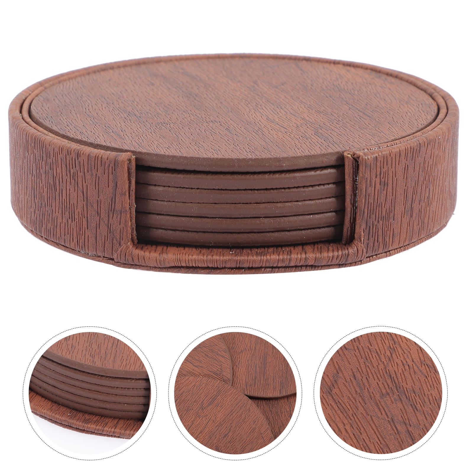DINHEAROM 6 Coasters Set For Hot Drinks In Light Brown With Classic ...