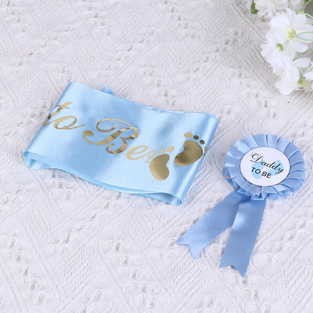 DINHEAROM 6Pcs Sash and Breastpin Set Blue Satin for Birthday Theme ...