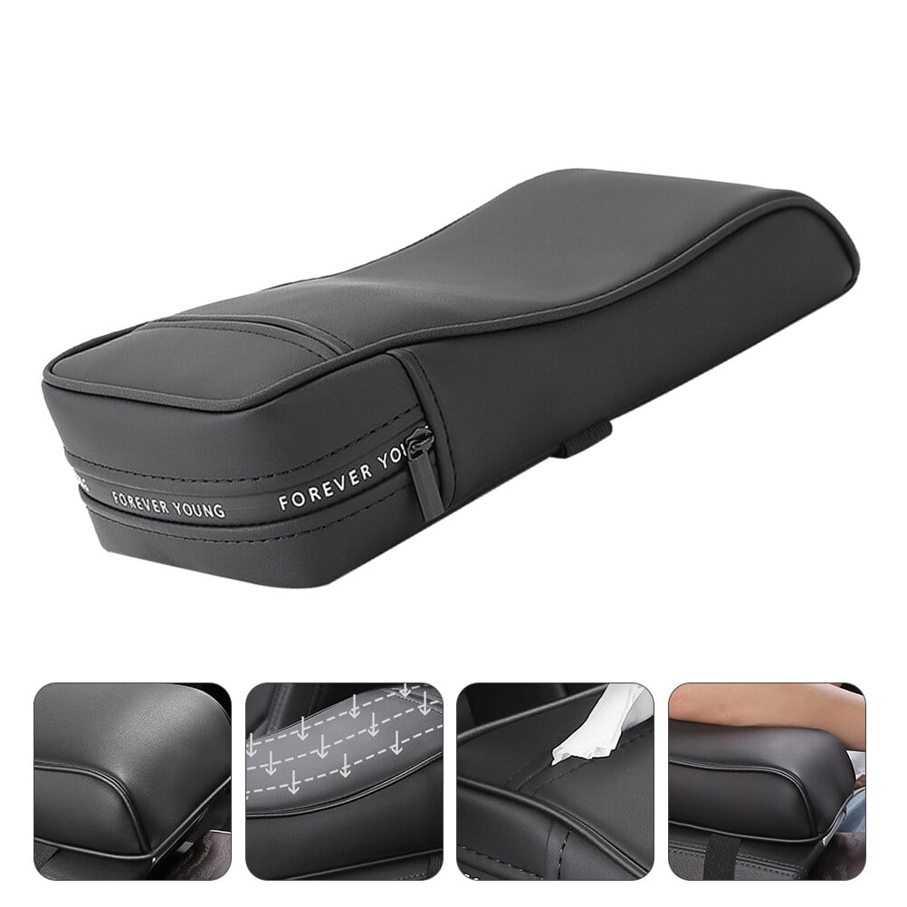 DINHEAROM Car Armrest Pillow Tissue Box 1Set Black Fiber Leather ...