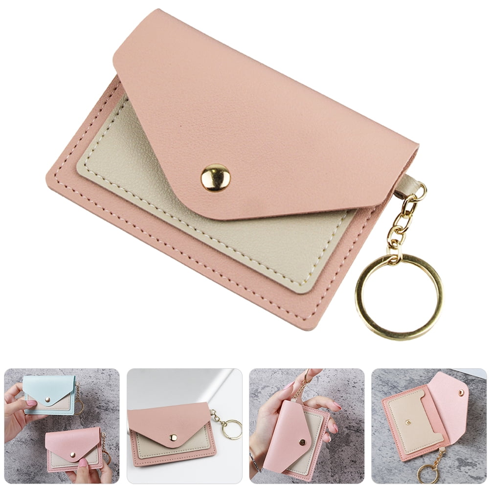 DINHEAROM Compact Pink Mini Credit Card Wallet with Coin Storage for ...