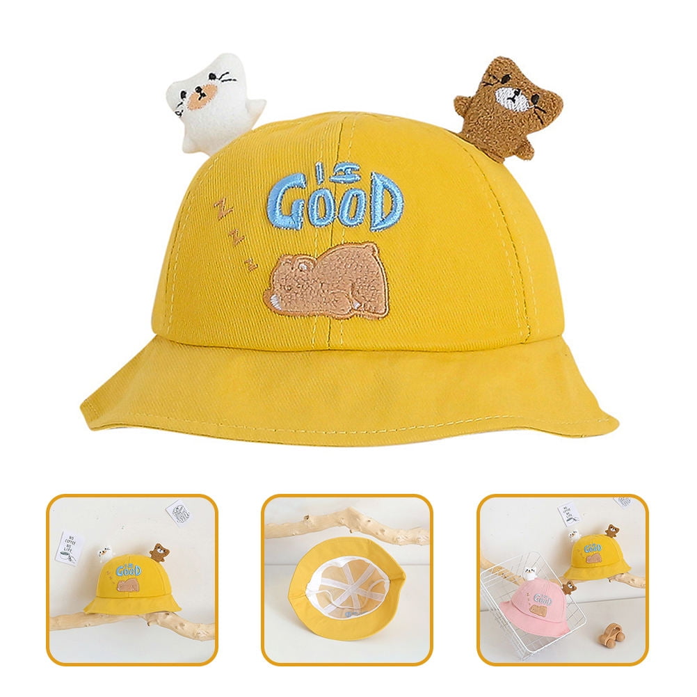 DINHEAROM Cotton Cartoon Toddler Hat Sun Hats for Children Wide Brim ...