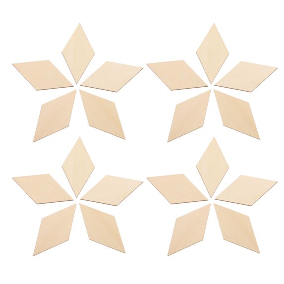 DINHEAROM Unfinished Wooden Pieces 30Pcs Diy Rhombus Wooden For Diy ...