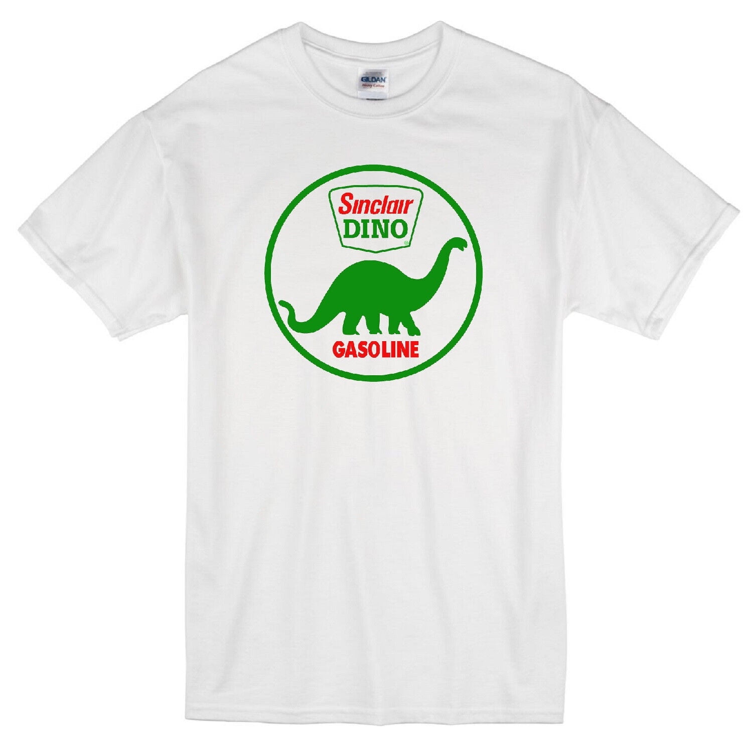 DINO SINCLAIR MOTOR OIL GASOLINE STATION RETRO DINOSAUR LOGO WHITE T ...