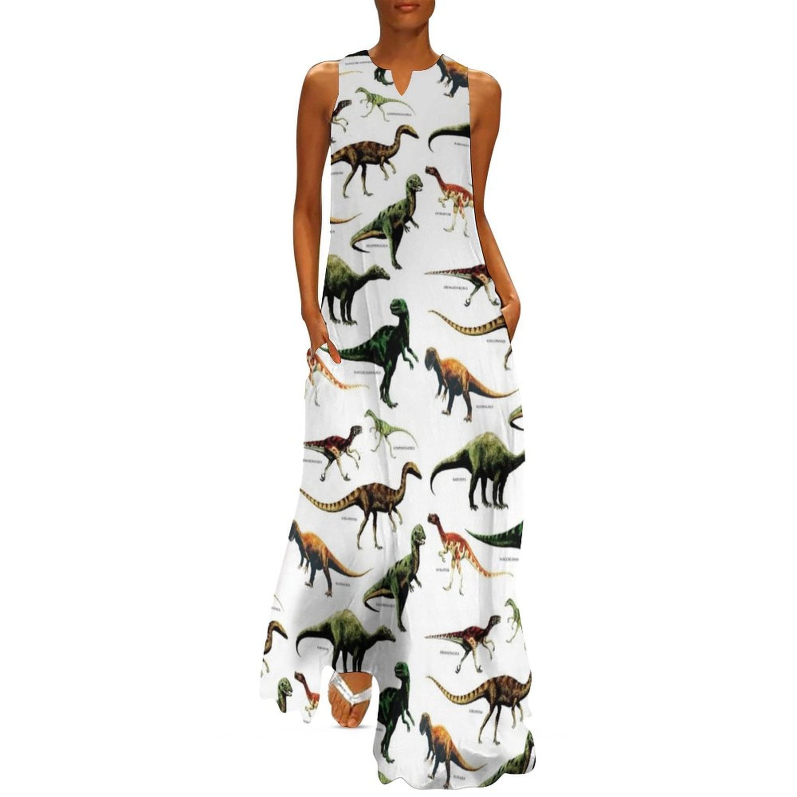 DINOSAUR SPECIES VINTAGE RETRO 80s DINO DINOSAURS Long Dress dresses ...