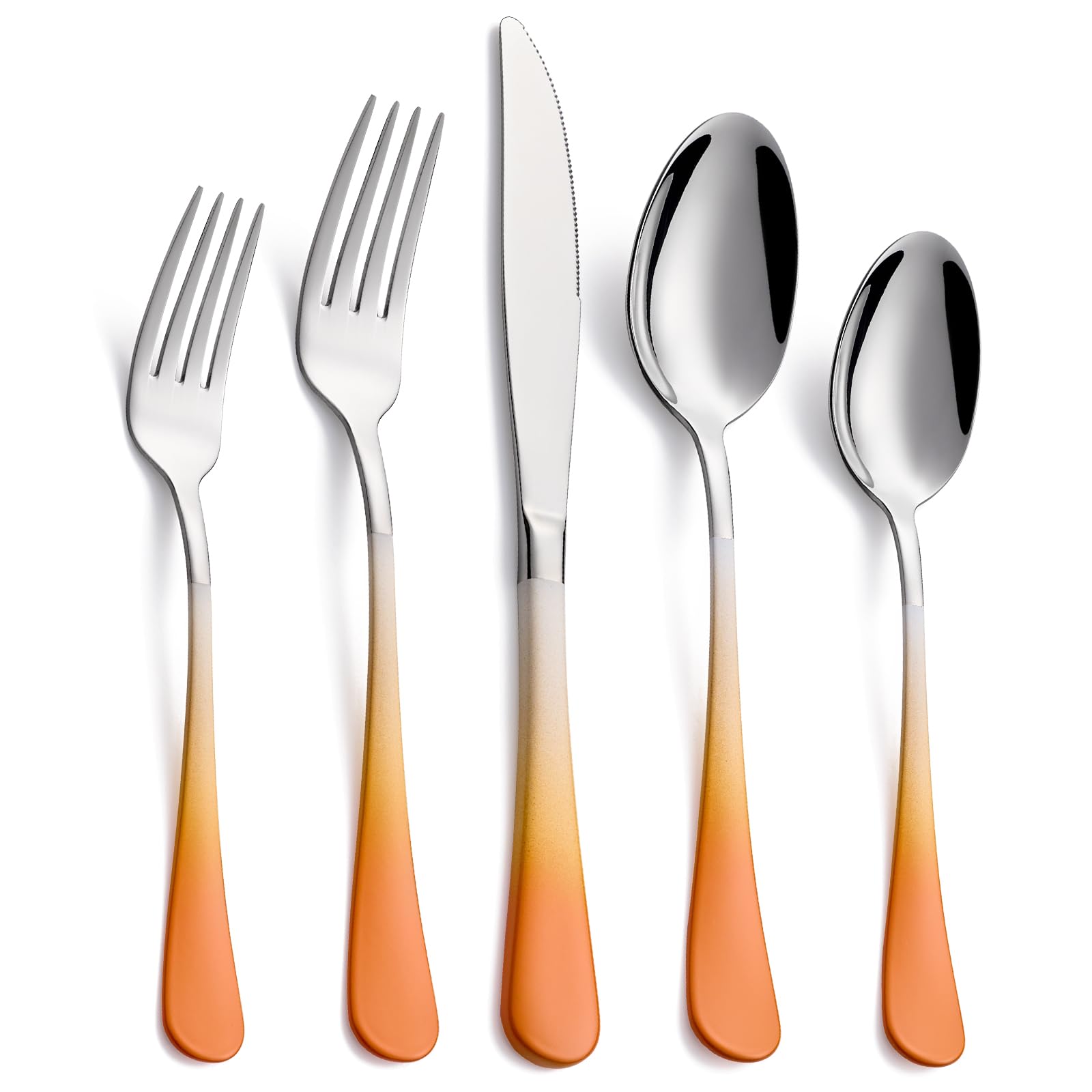 DINYWOW 20-Pieces Color Silverware Sets for 4,Orange and white Handle ...