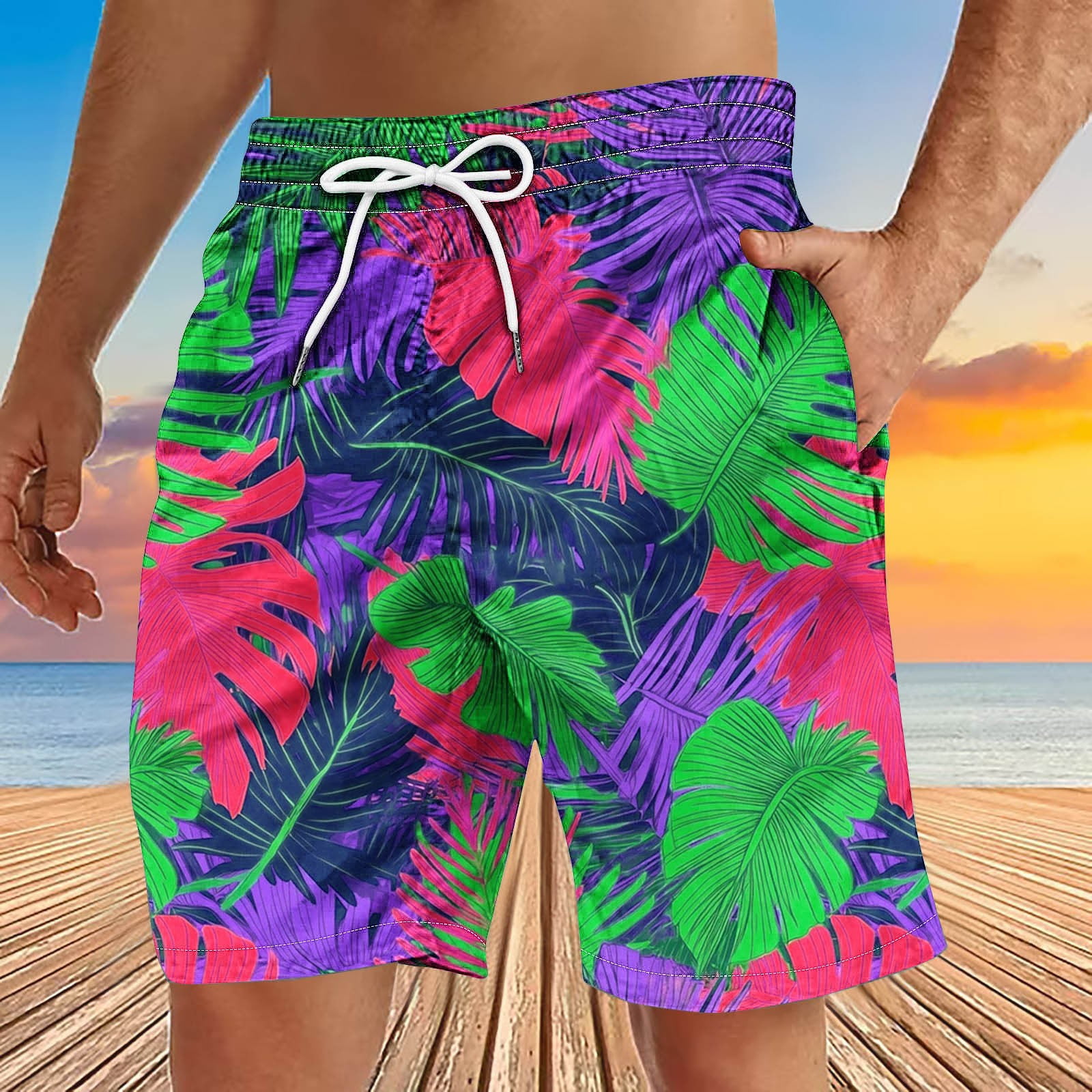 DIOAZUD Big and Tall Swim Trunks for Men Hawaiian Swimming Shorts 5 ...