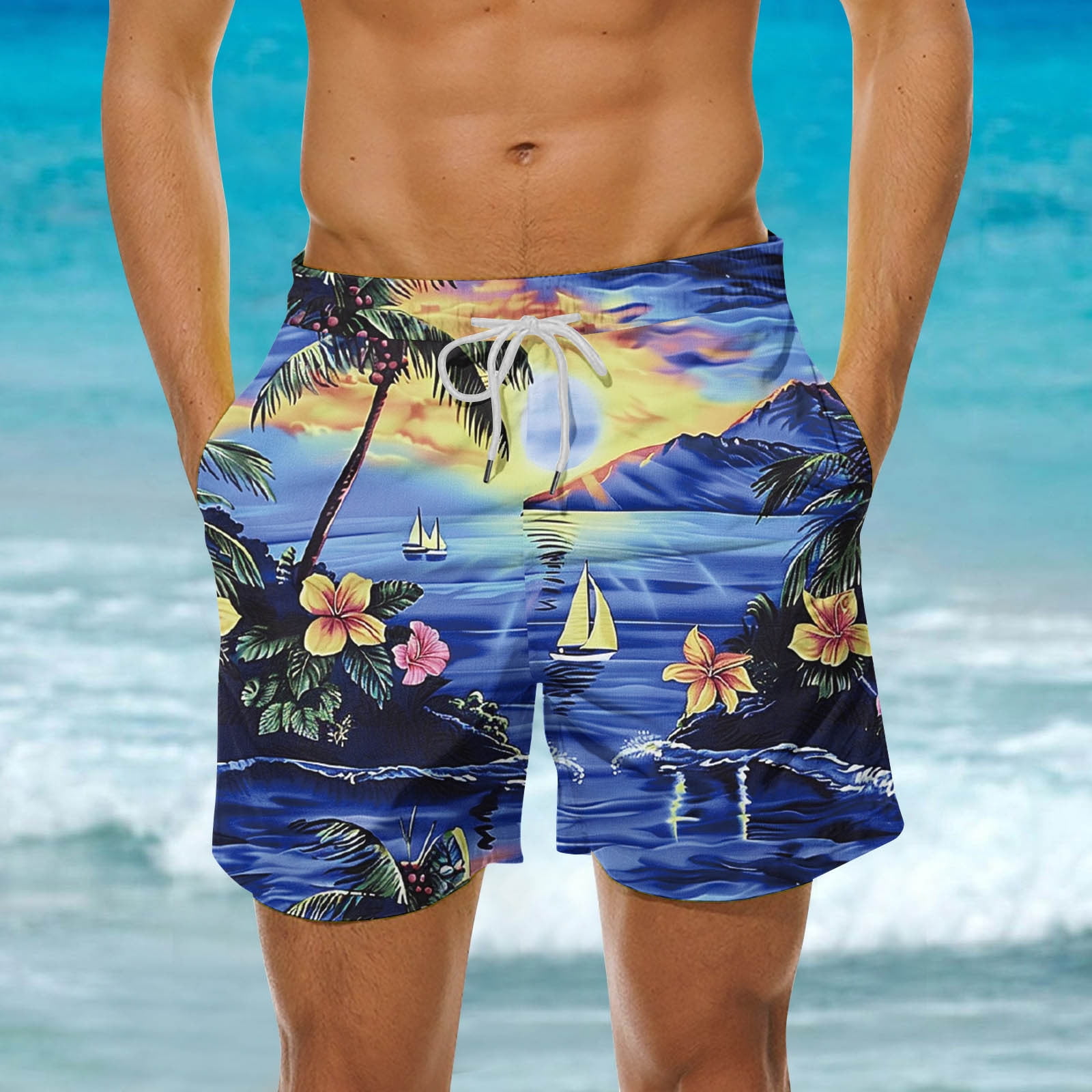 DIOAZUD Hawaiian Bathing Suits for Men Big and Tall Tropical Swim ...