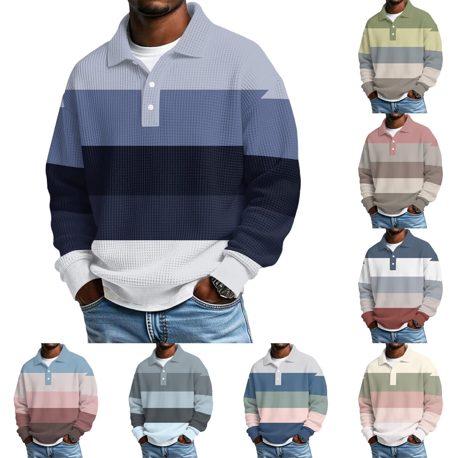 DIOAZUD Henley Shirts for Men Waffle Knit Long Sleeve Sweatshirt Big ...