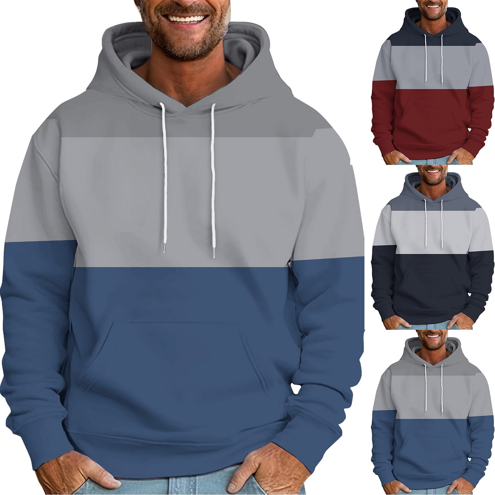DIOAZUD Hooded Sweatshirt for Men Drop Shoulder Long Sleeve Hoodies ...
