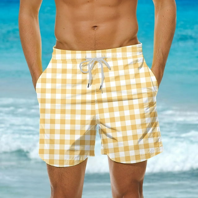 DIOAZUD Men's Board Shorts Big and Tall Plaid Swim Trunks for Men ...