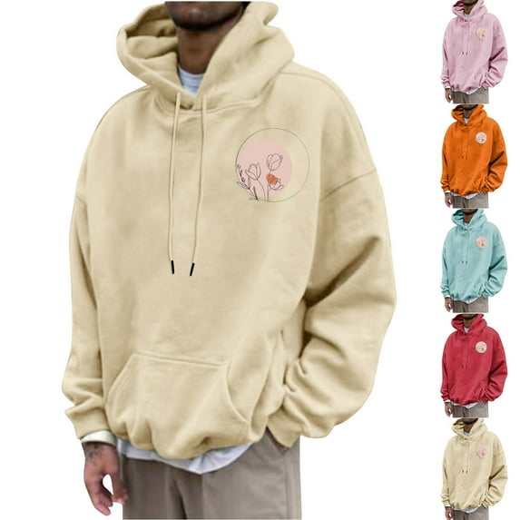 DIOAZUD Men's Pullover Sweatshirt Floral Graphic Hoodies Fall Winter ...