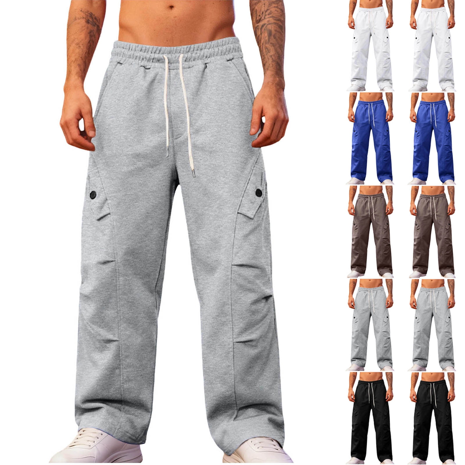DIOAZUD Men's Sweatpants Open Bottom Sweat Pants Loose Drawstring Waist ...