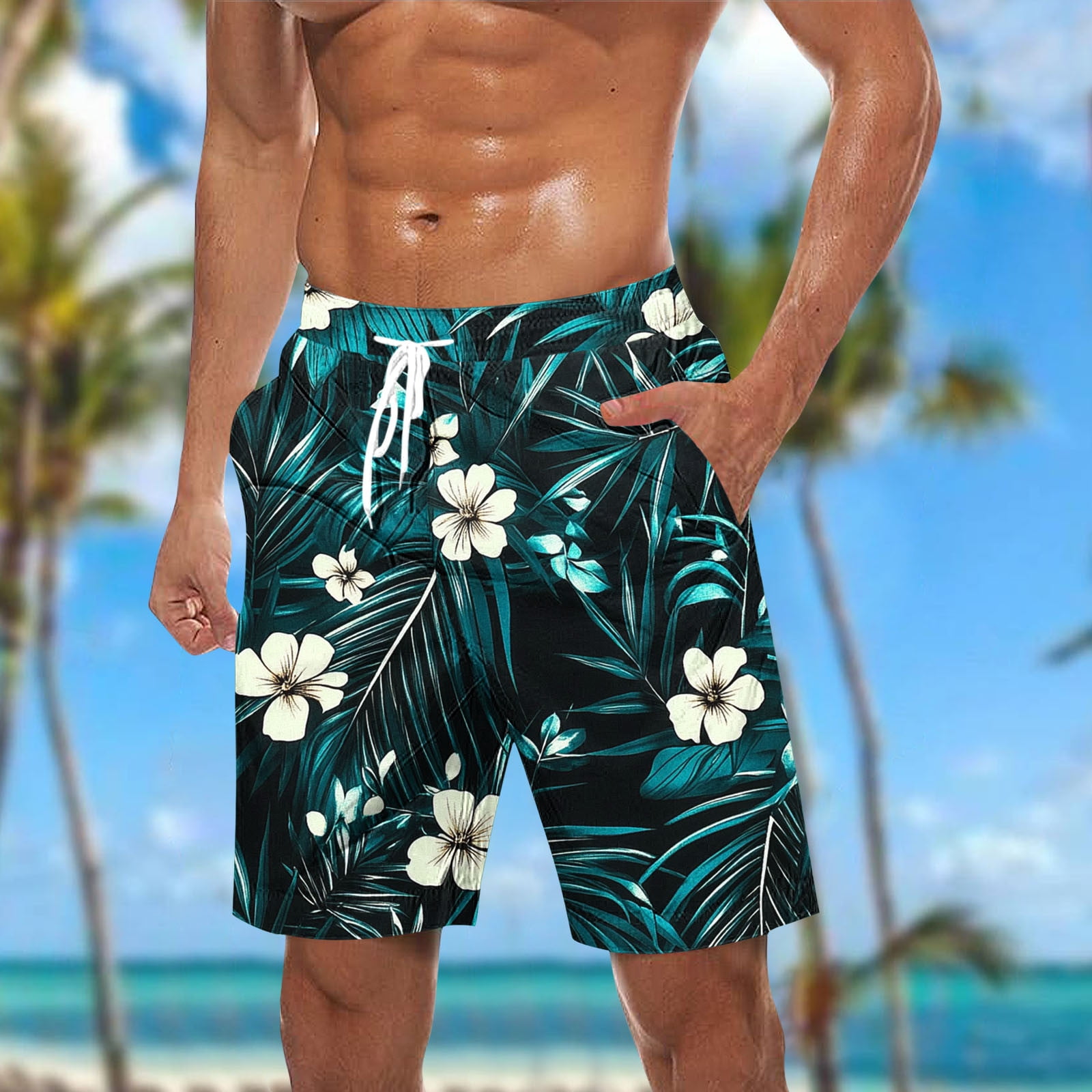 DIOAZUD Mens Big and Tall Swim Trunks with Pockets Quick Dry Fashion ...