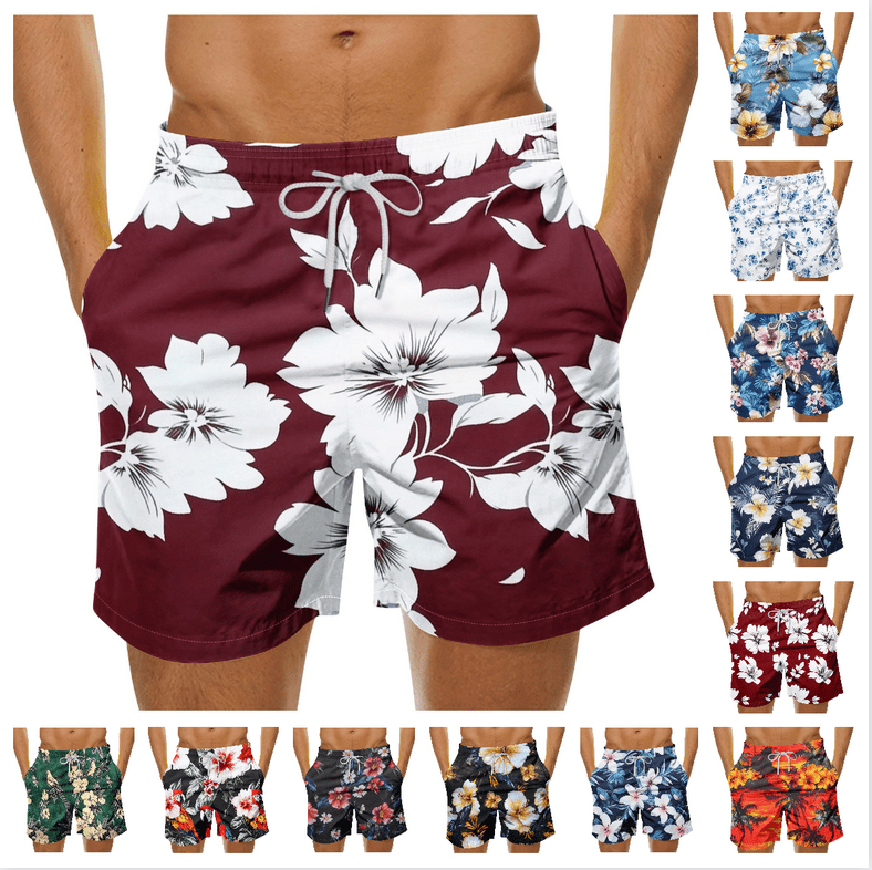 DIOAZUD Mens Broad Swim Trunks Quick Dry Swim Shorts,Hawaiian Floral ...