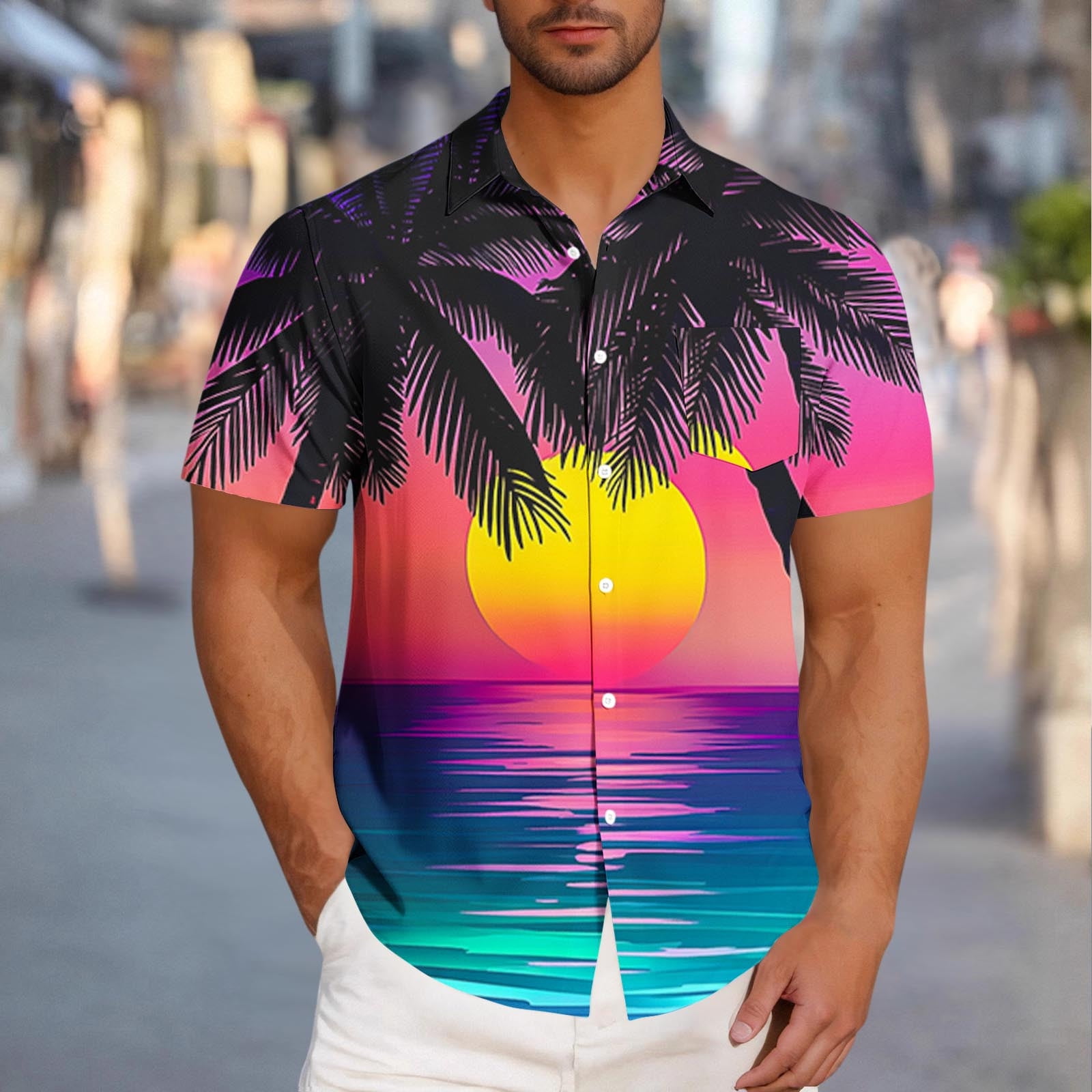 DIOAZUD Mens Hawaiian Shirt Big and Tall Short Sleeve Button Down ...
