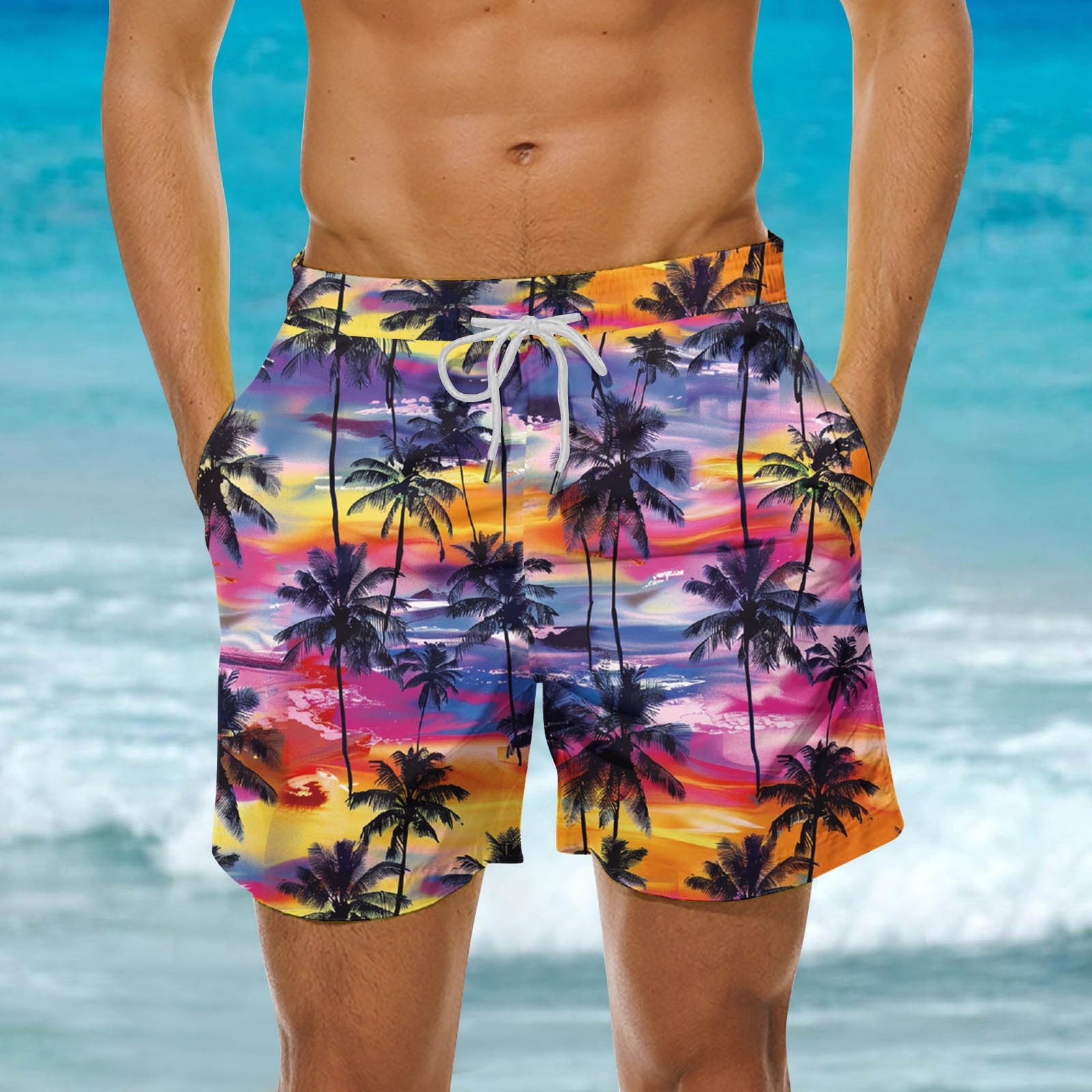 DIOAZUD Mens Hawaiian Swim Trunks Big and Tall Bathing Suits with ...