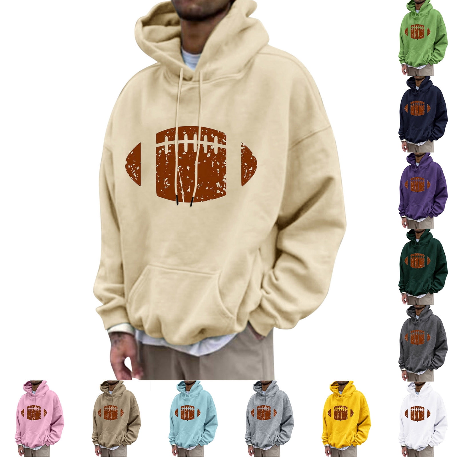 DIOAZUD Mens Hooded Sweatshirt Football Graphic Active Sweatshirts with ...