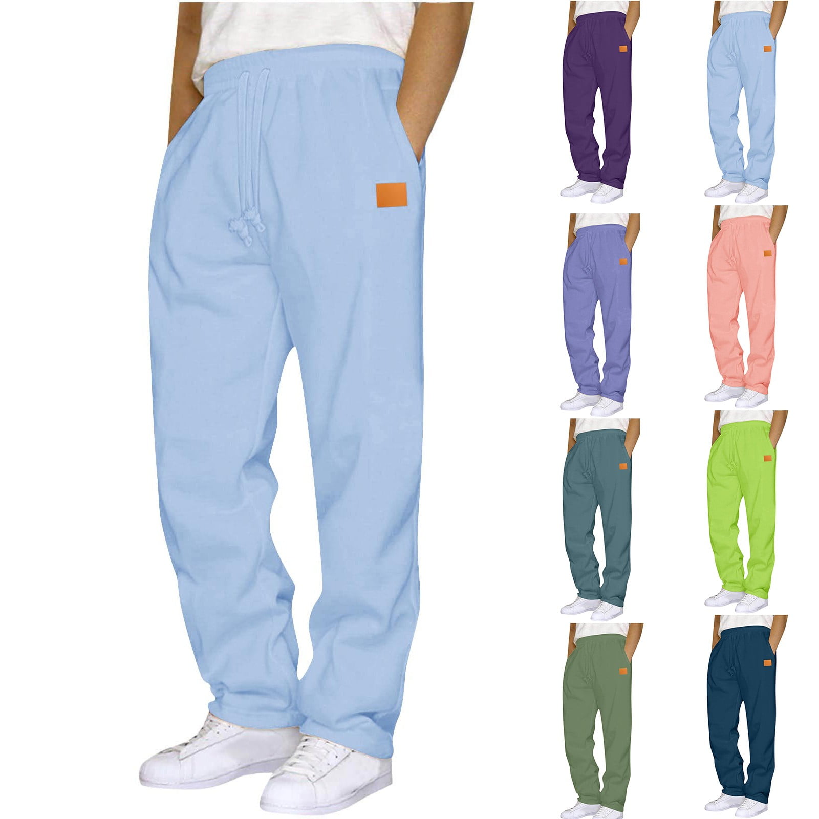 DIOAZUD Mens Sweatpants Drawstring Waist Open Bottom Sweatpant Solid ...