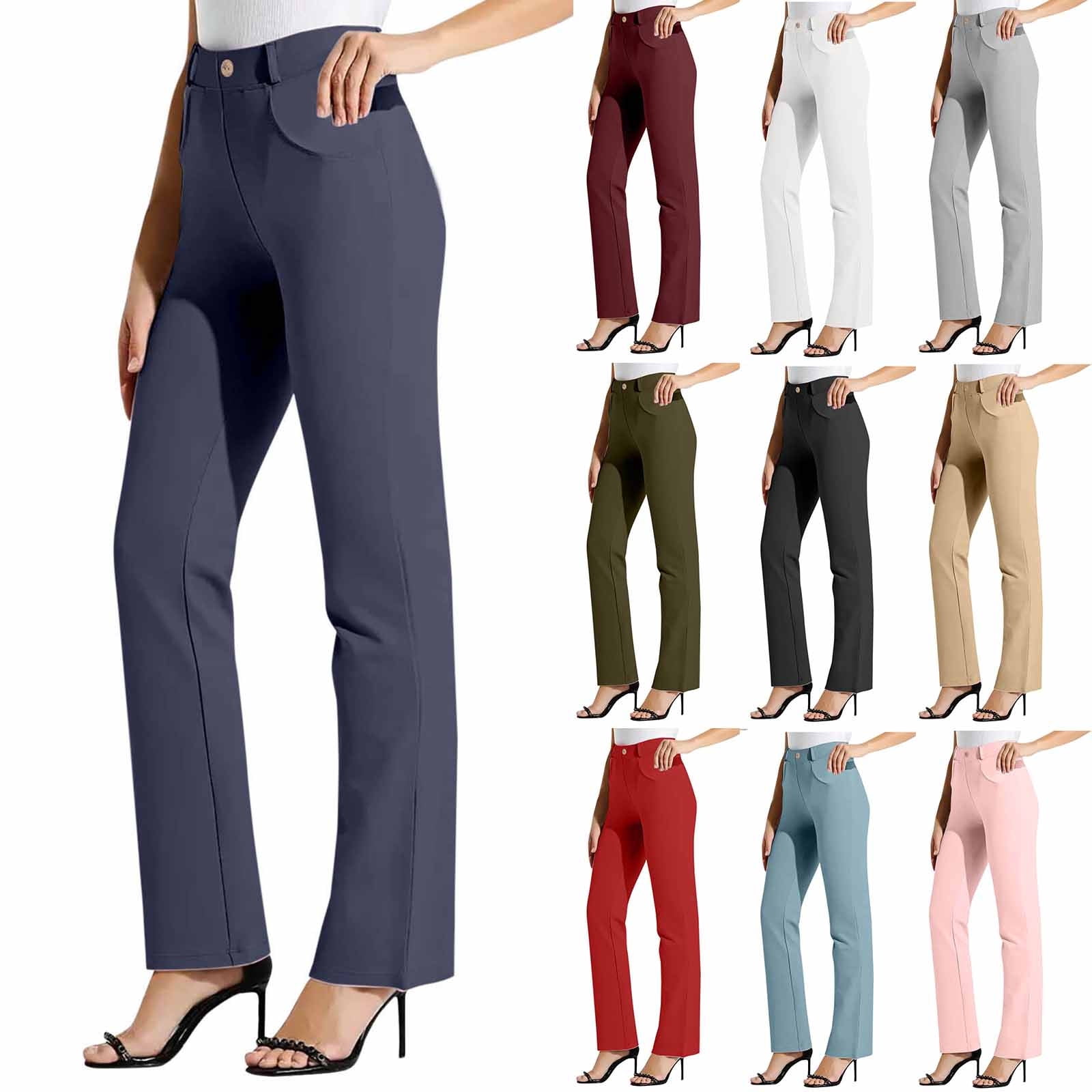 DIOAZUD Women's Stretchy Straight Leg Dress Work Pants Business Office ...