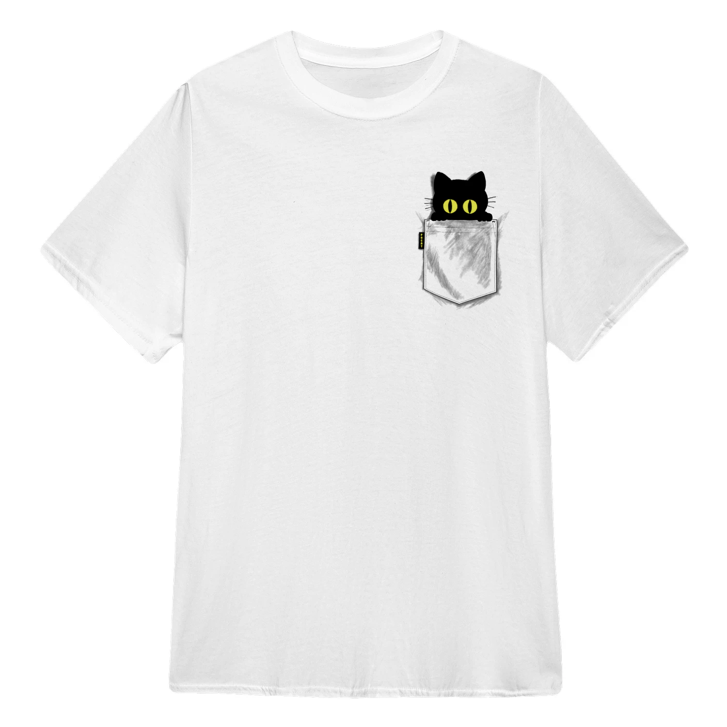 DIQADILA Cat Graphic Pocket Tee for Adults, Cotton Short Sleeves ...