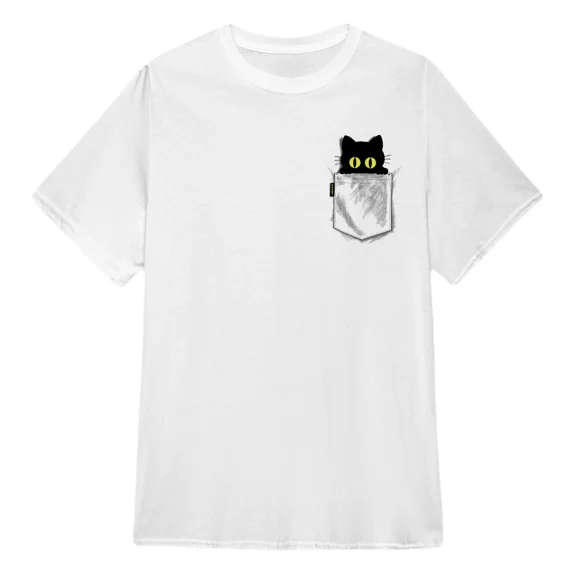 DIQADILA Cat Graphic Pocket Tee for Adults, Cotton Short Sleeves ...