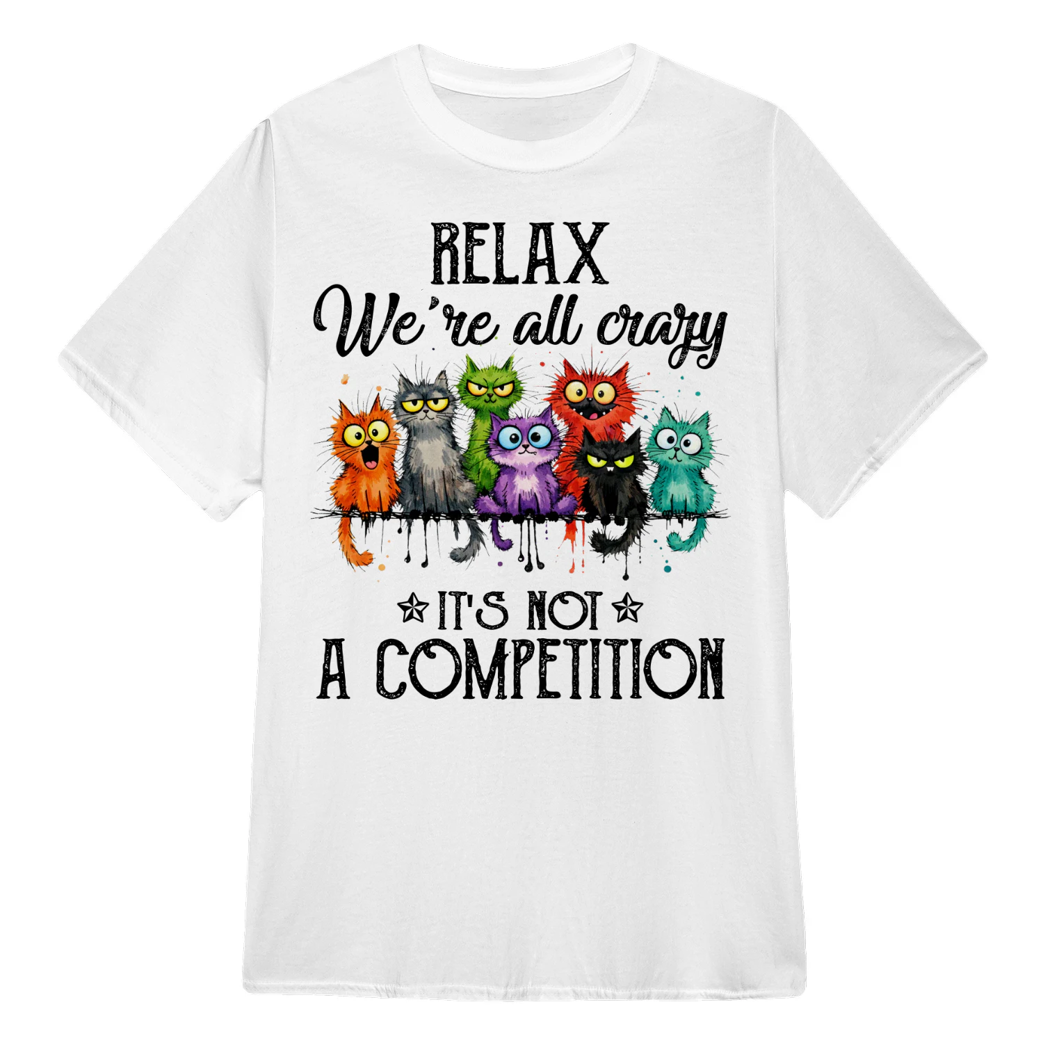 DIQADILA Relaxed Fit Cat Graphic Tee for Adults, Cotton Short Sleeves ...