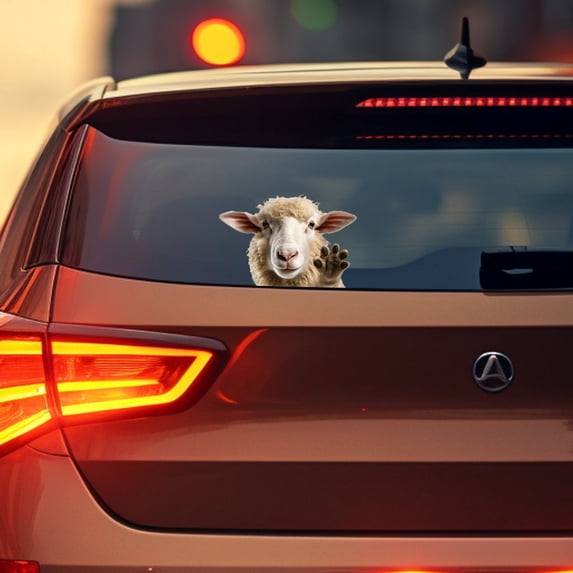 DIQADILA Sheep Car Decal - Cute Peek-A-Boo Window Sticker,Waving ...
