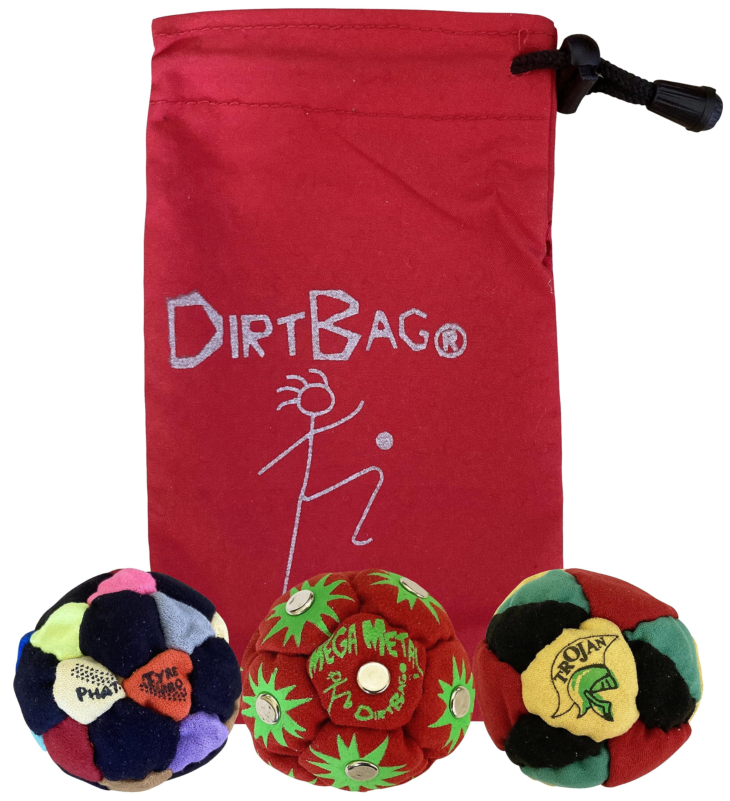 DIRTBAG Lover Footbag Hacky Sack 3-Pack with Pouch, 100% Handmade ...
