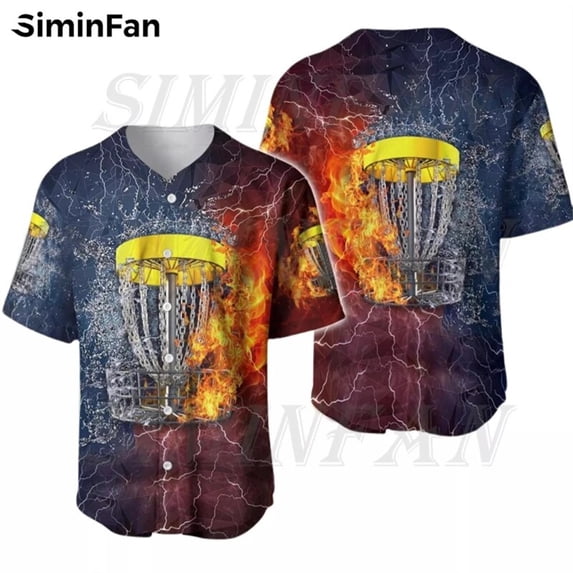 DISC GOLF ICE&FIRE 3D Print Mens Collarless Baseball Shirts Luxury ...
