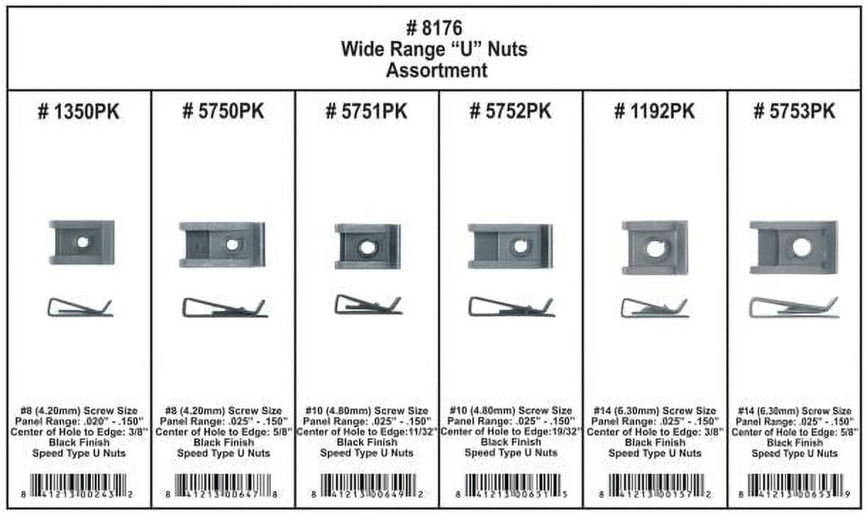 DISCO Shipped in 6 Hole Plastic Tray Short Long "U" Nut Assortment 8176 ...
