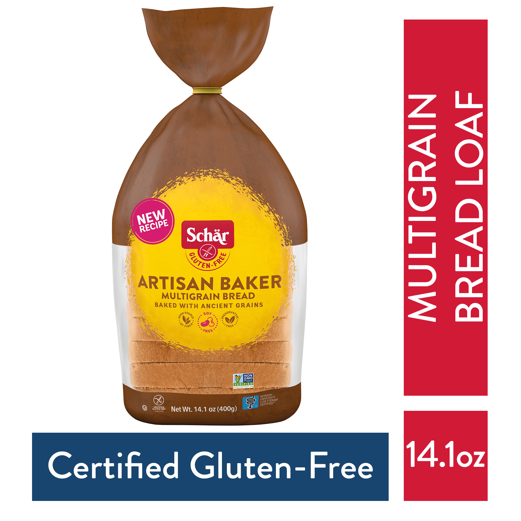 Schar Gluten Free Artisan Baker Multigrain Bread Loaf, 14.1 oz ...