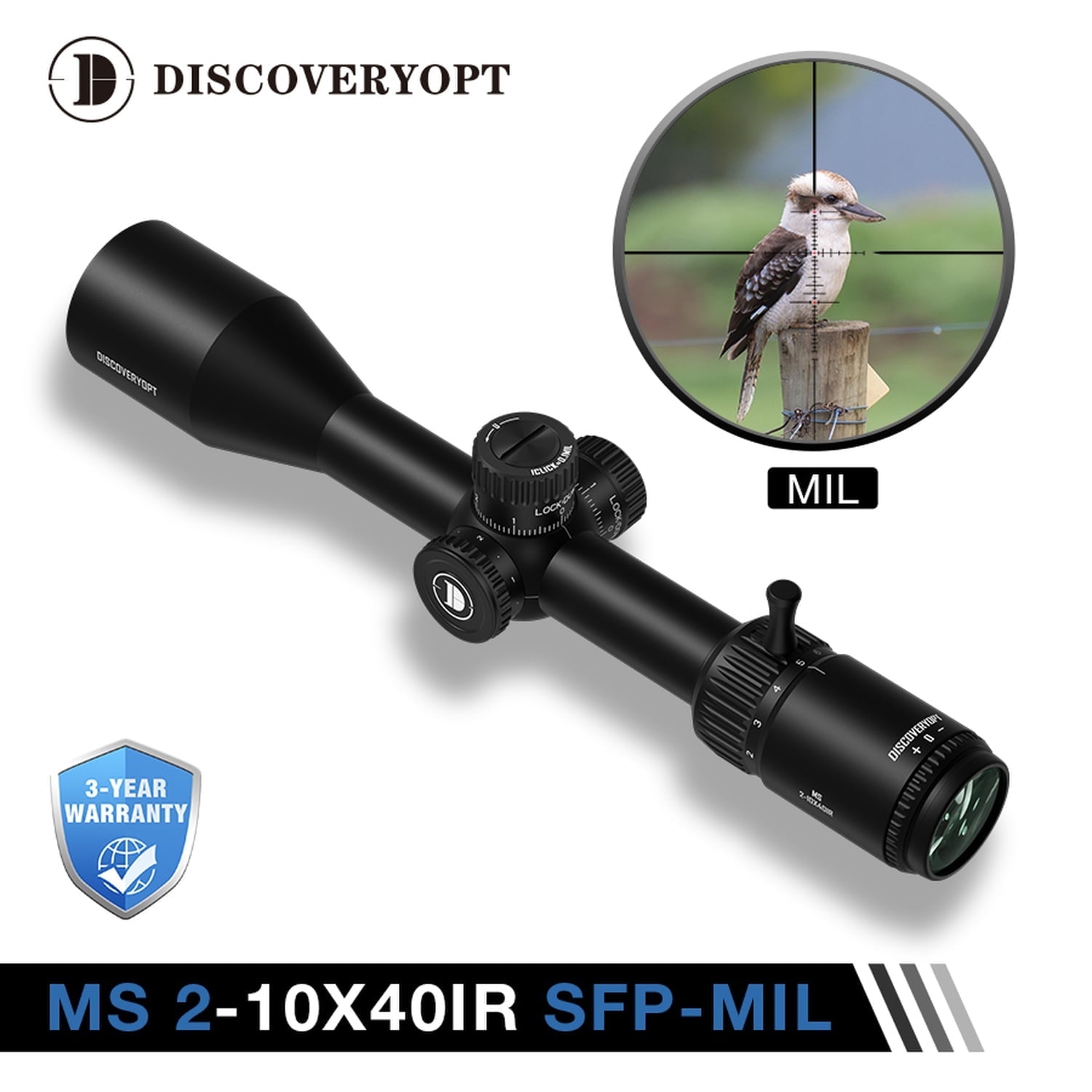 DISCOVERYOPT MS 2-10X40 Second Focal Plane MIL Adjustment Riflescope 6-Stage Illumination Short ...