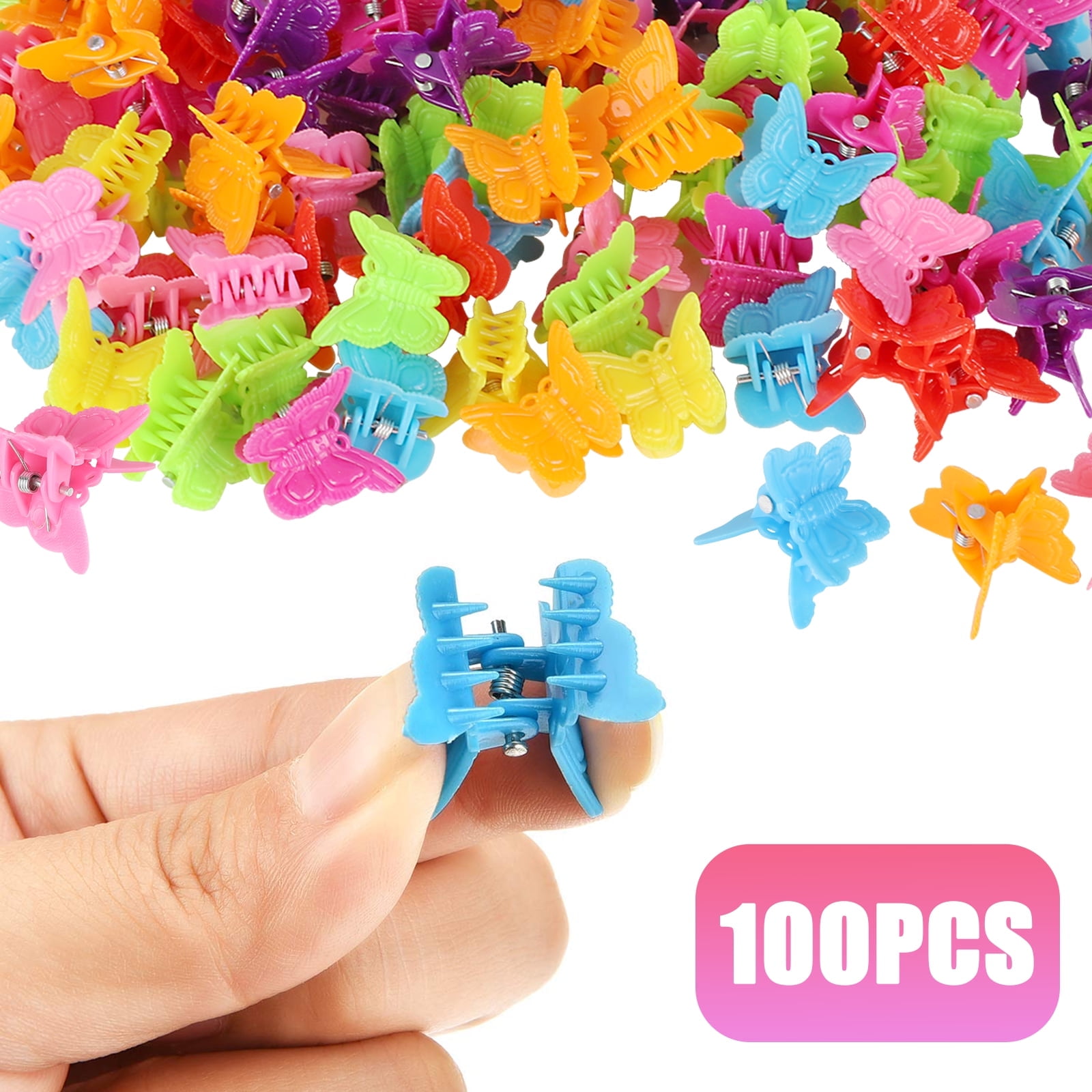 DISEN 100pcs Small Butterfly Hair Clips, Colorful Claw Clips for Girls ...