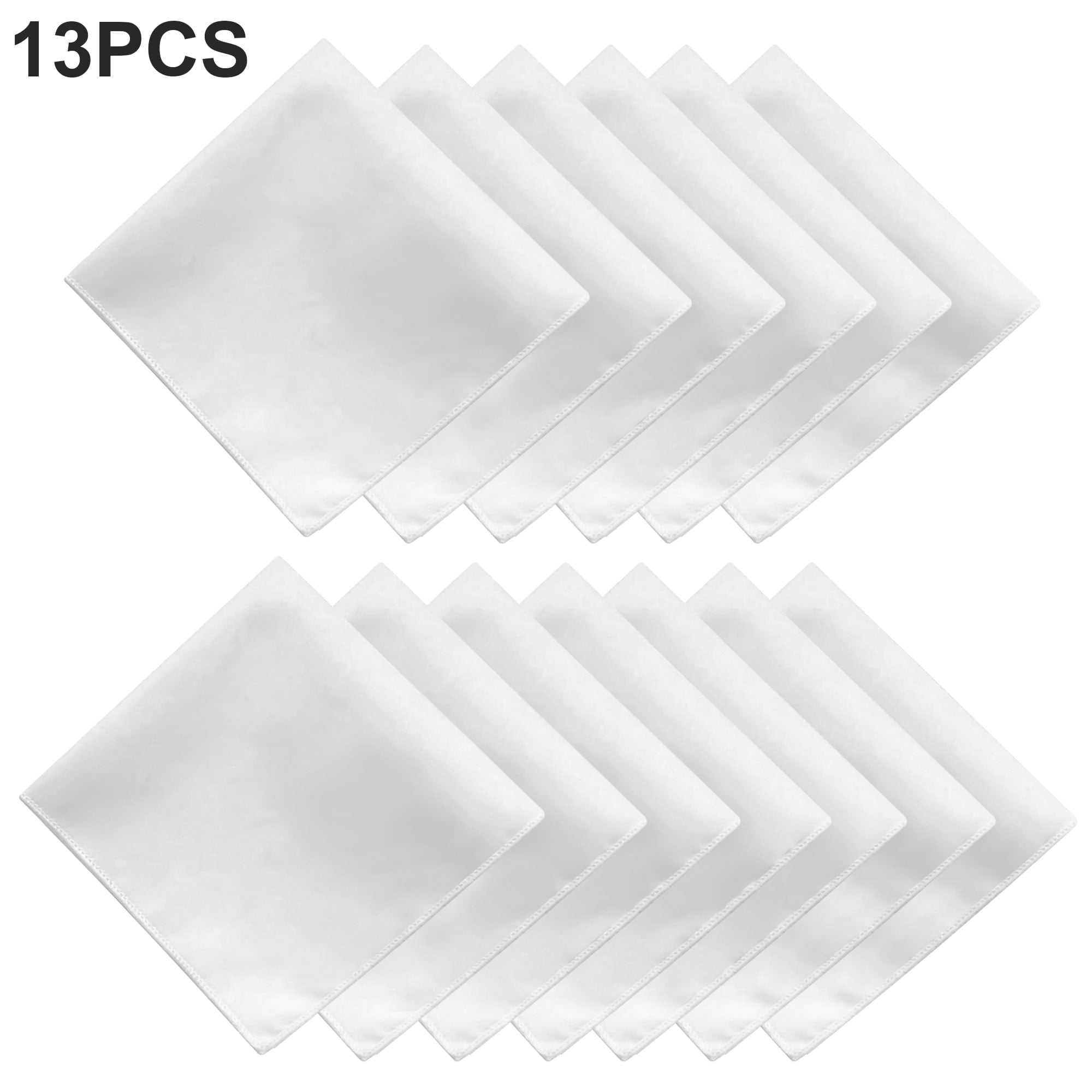 DISEN 13pcs Soft Pure Cotton Handkerchiefs, 15''x15'' White Classic ...