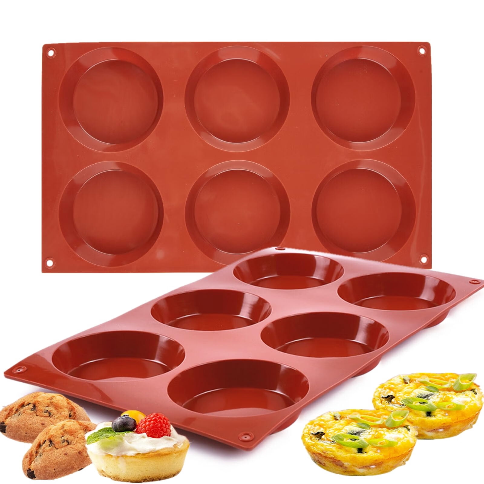 Disen 2-PK Silicone Muffin Top Pan, Nonstick 3-Inch Round Baking Mold ...