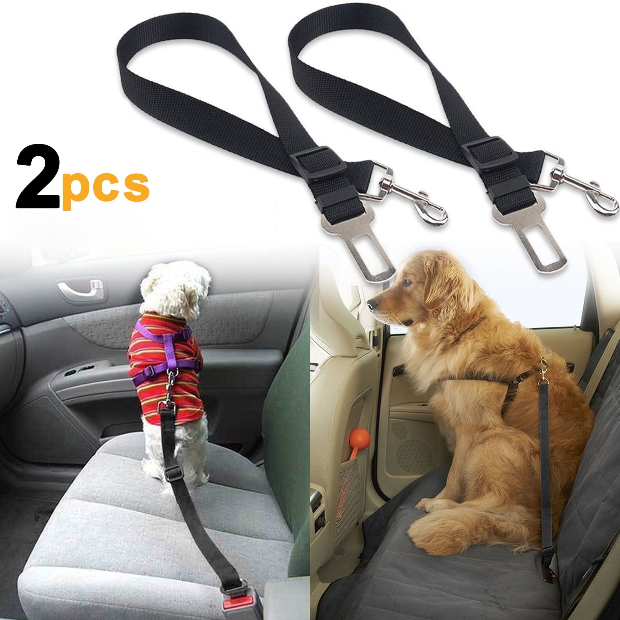 DISEN 2 Pcs Adjustable Pet Dog Cat Car Seat Belt Safety Leads Vehicle ...