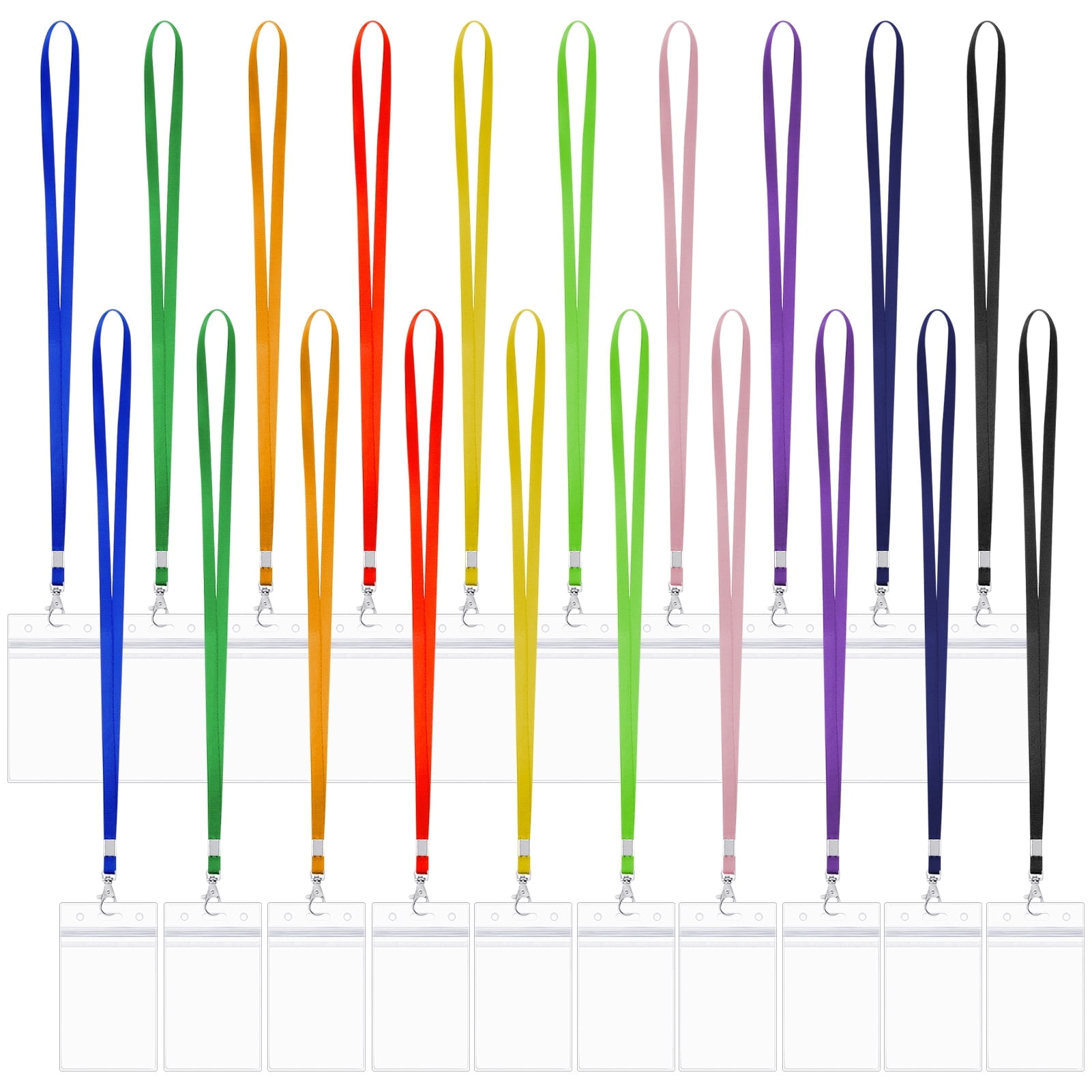 DISEN 20 Pcs Lanyards for Badges, Vertical Clear ID Card Holder with Colorful Lanyard ...