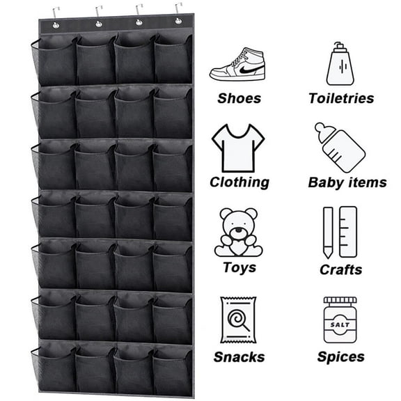 35 Large Pockets Over the Door Shoe Rack for Door Sturdy Oxford Over ...