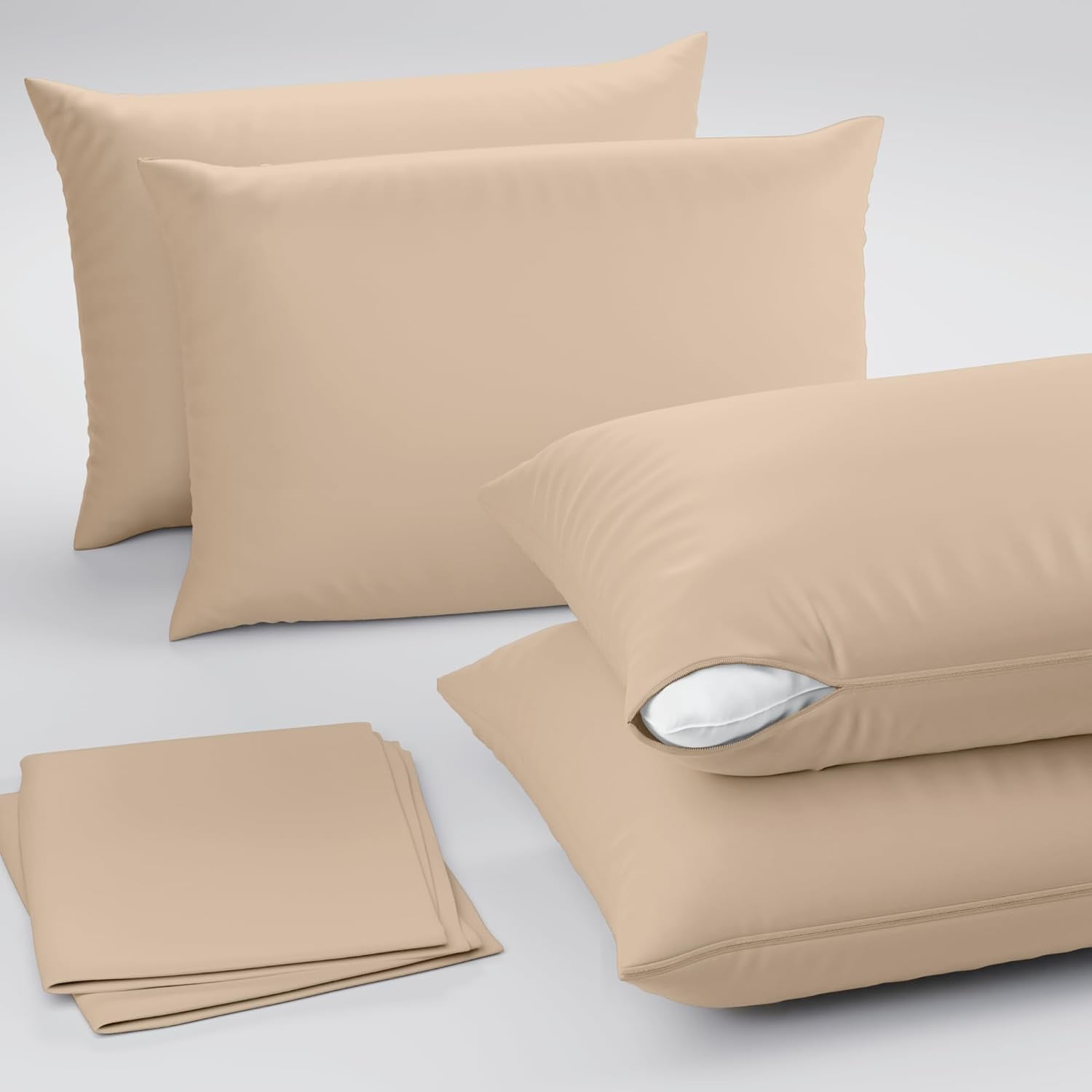 DISEN 4 Pack of Pillow Protectors with Zipper Standard Size, Effective ...