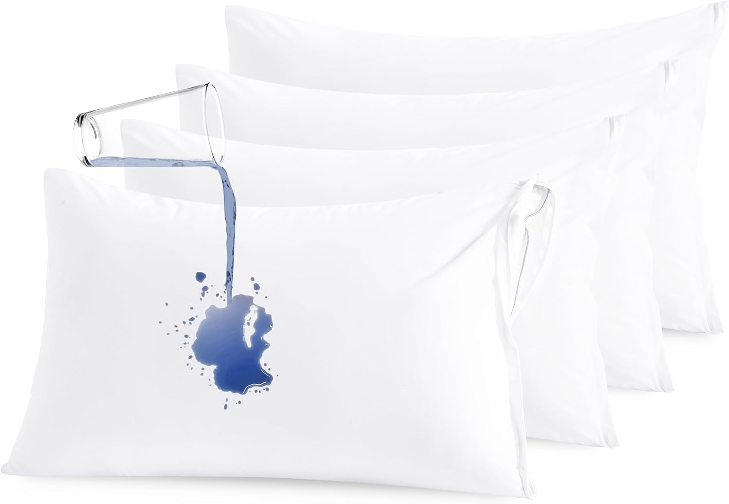 DISEN 4 Pack Zippered Waterproof Standard Pillow Protectors, Super Soft ...