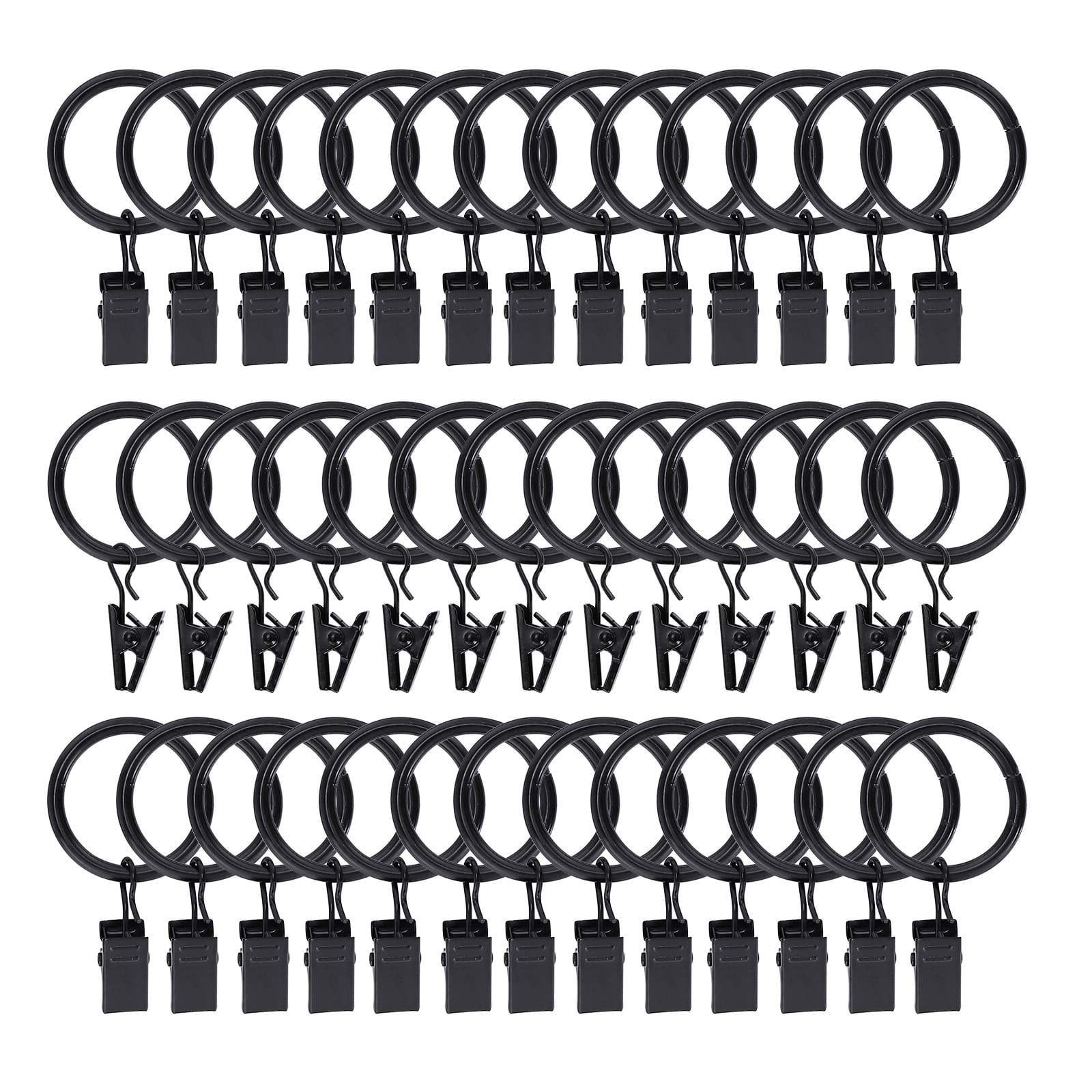 GYDEK 40 Pack Curtain Rings with Clips Hooks 1 inch Rustproof Matte ...