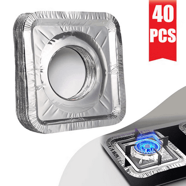 50 Pack Aluminum Foil Square Stove Burner Covers 21x21cm/ Gas Stove Oil ...