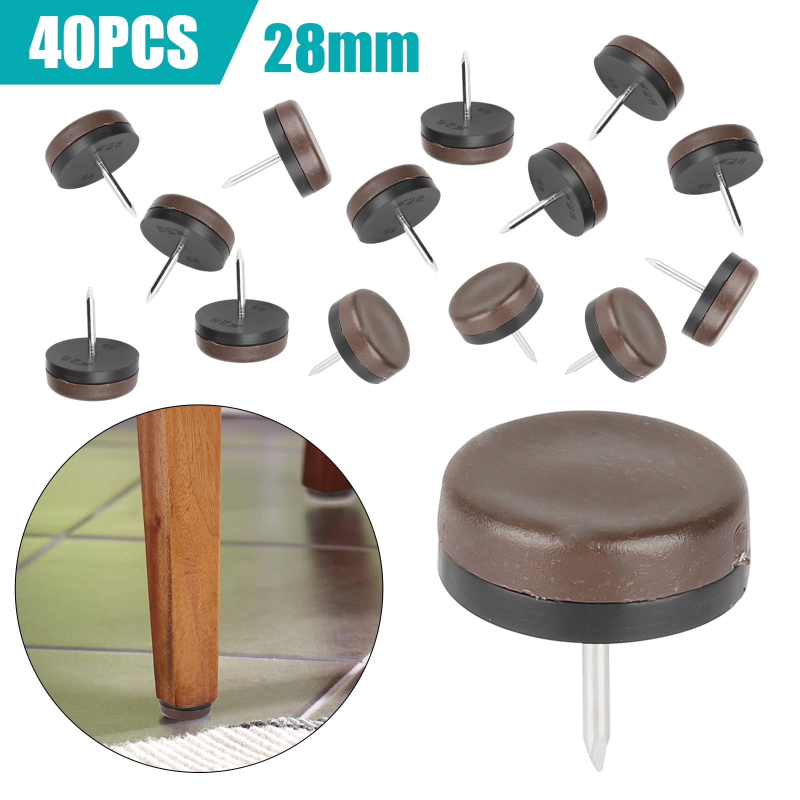 DISEN 40pcs Chair Glides Furniture Leg Glides Floor Protectors Nail-on ...