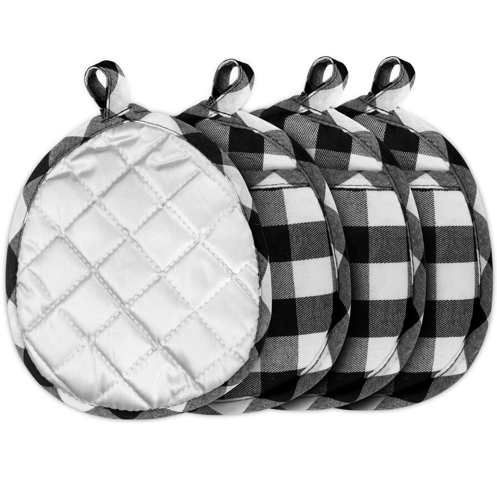 DISEN 4pcs Silver Coated Pot Holders, Heat-Resistant Oven Mitts for ...