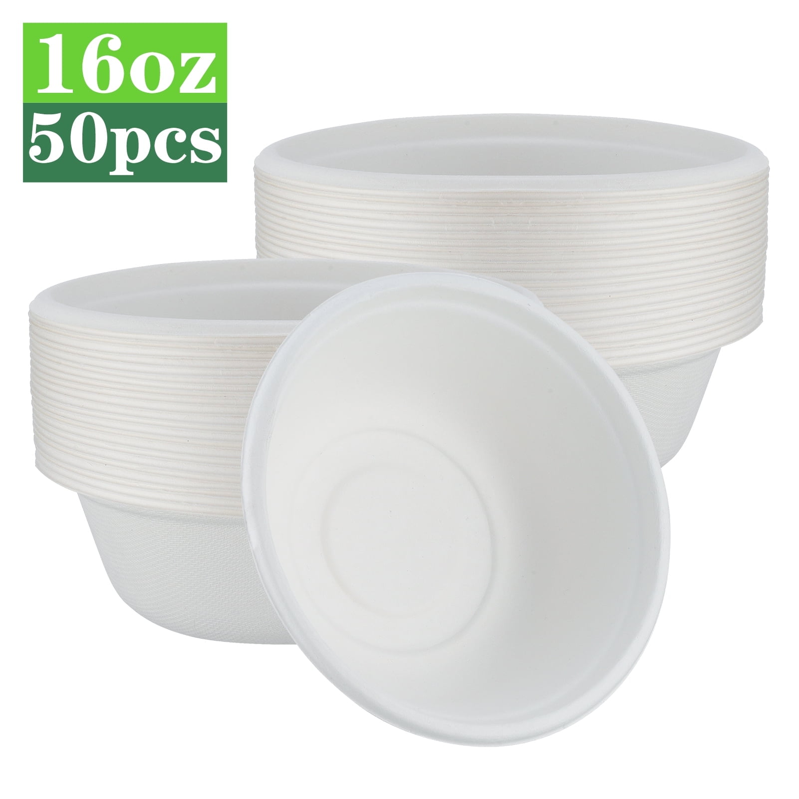 DISEN 50 Pack 16 oz Disposable Paper Bowls 100% Compostable, Heavy-Duty ...