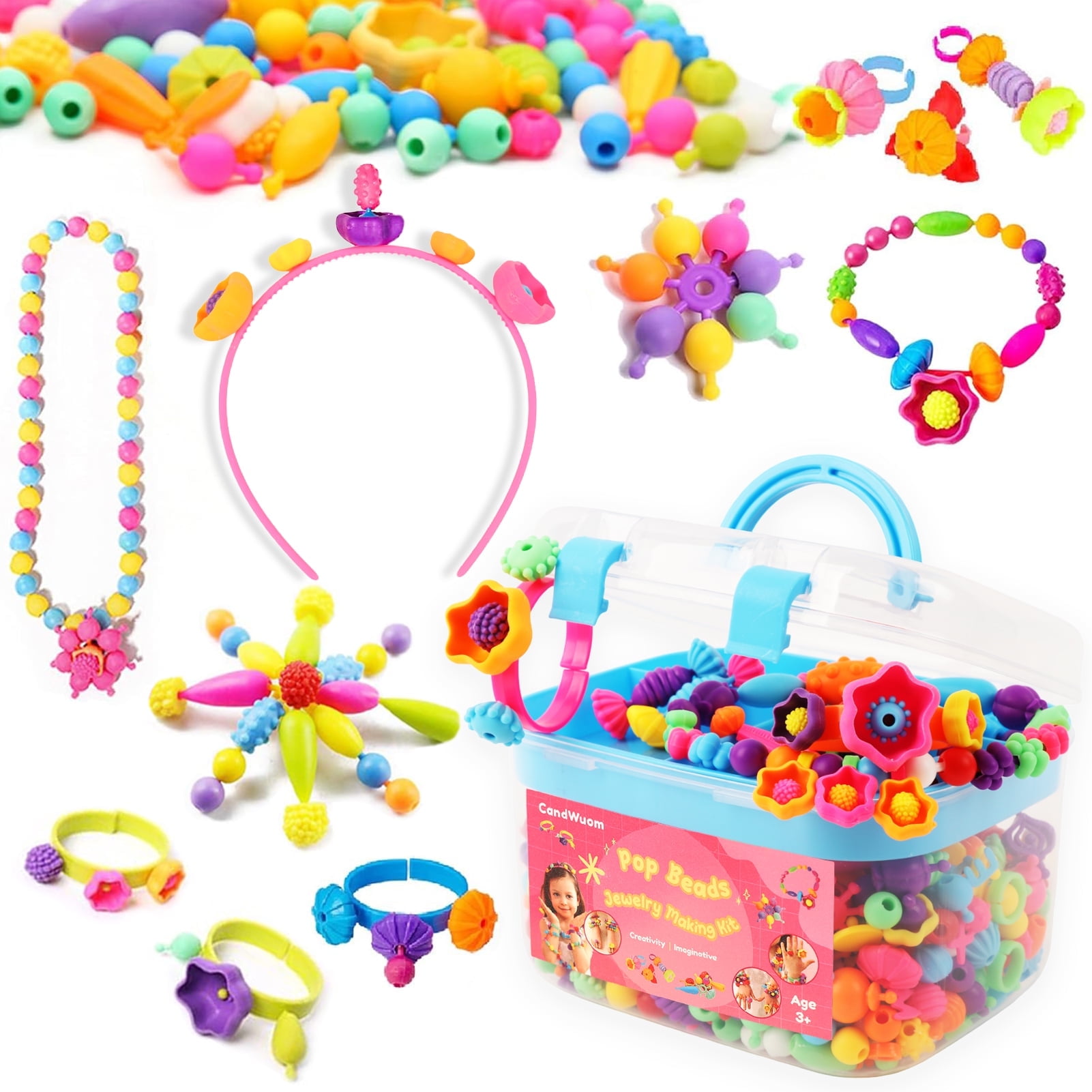 DISEN 520+ Snap Pop Beads for Kids Jewelry Making - Toys for Girls ...