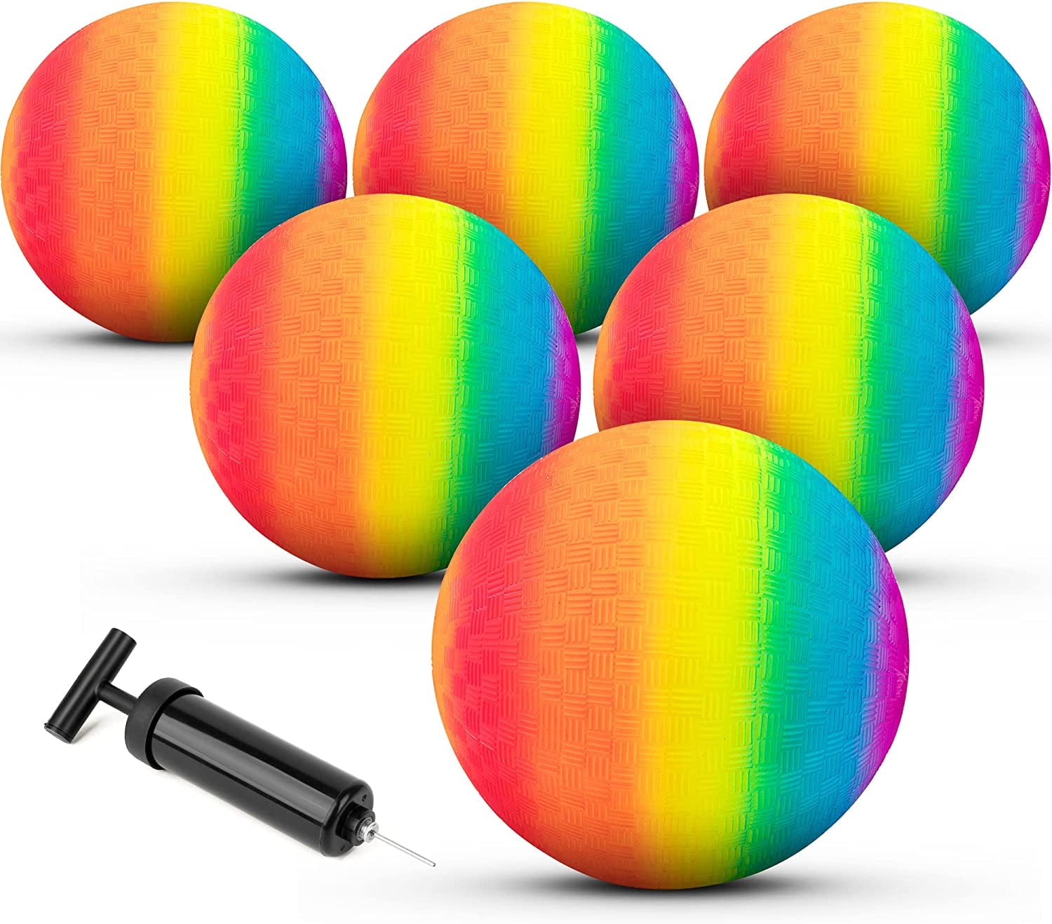 DISEN 6 Pcs Rainbow Playground Balls for Kids, 5 Inch Kickball ...