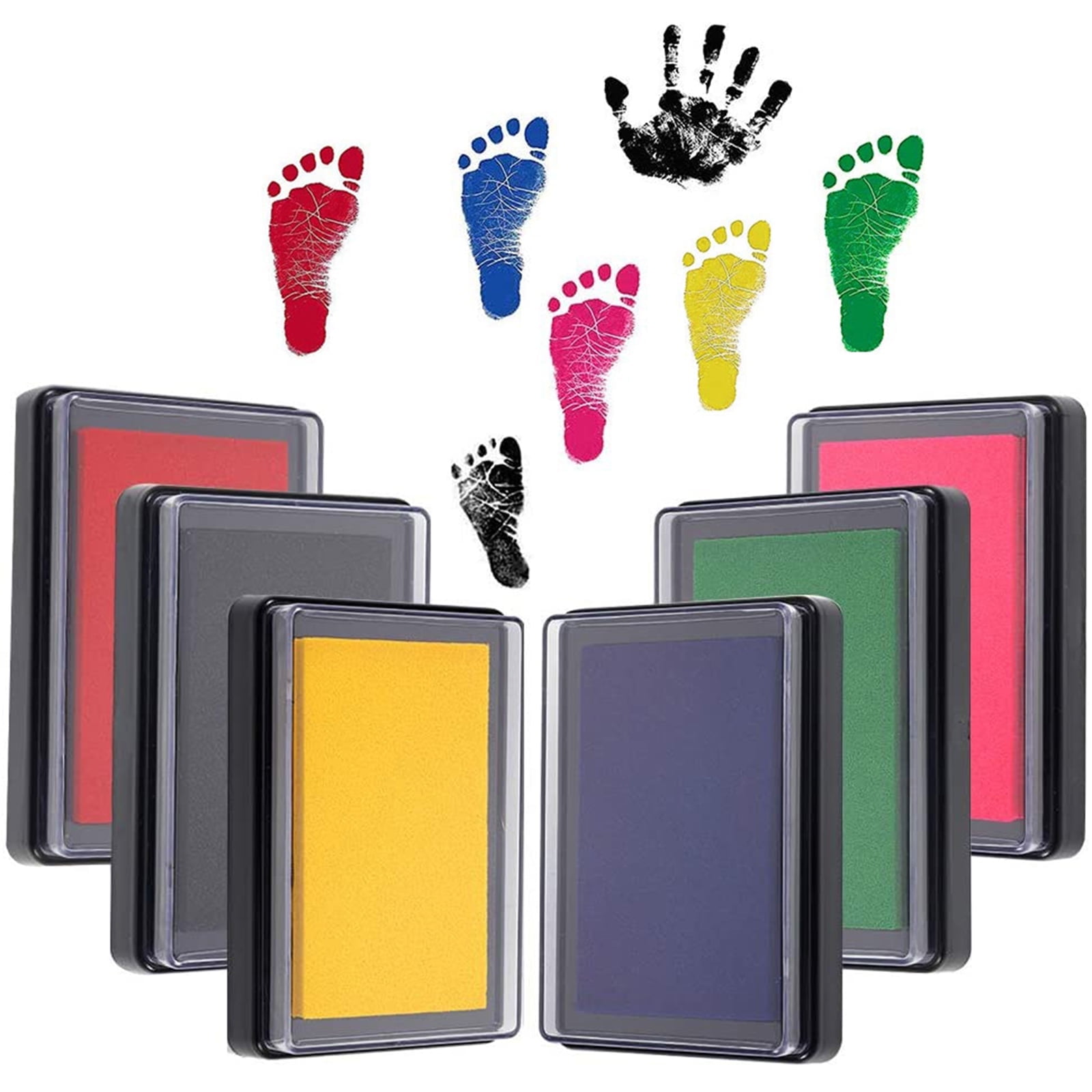 DISEN 6Pcs Baby Footprint Ink, Reusable Non-Toxic Ink Pad for Baby ...